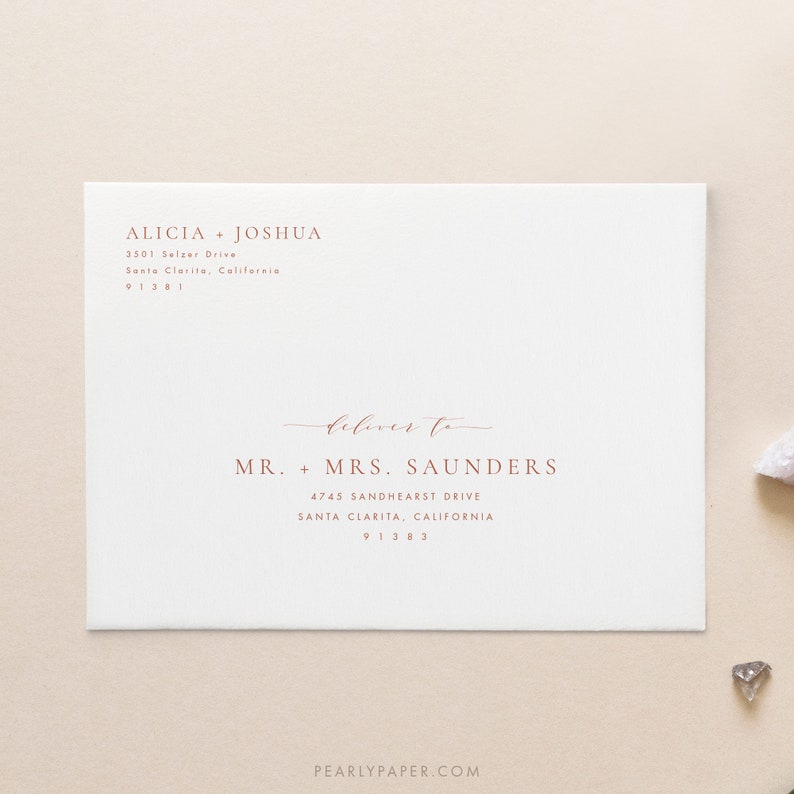 Burnt Orange Envelope Template Desert Wedding Modern Printable | Etsy