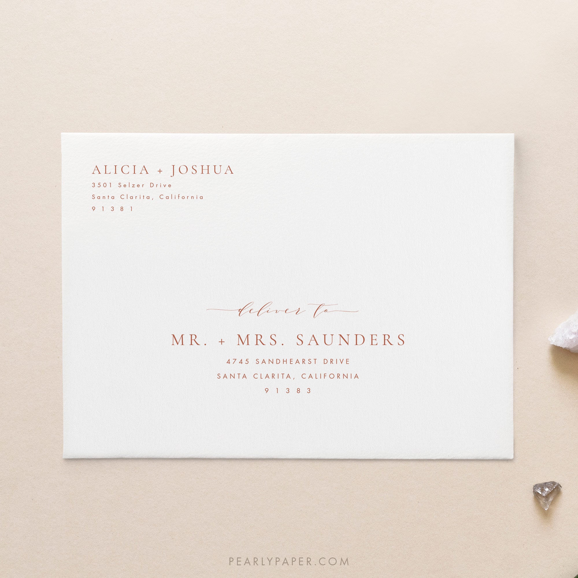 Burnt Orange Envelope Template Desert Wedding Modern Printable | Etsy