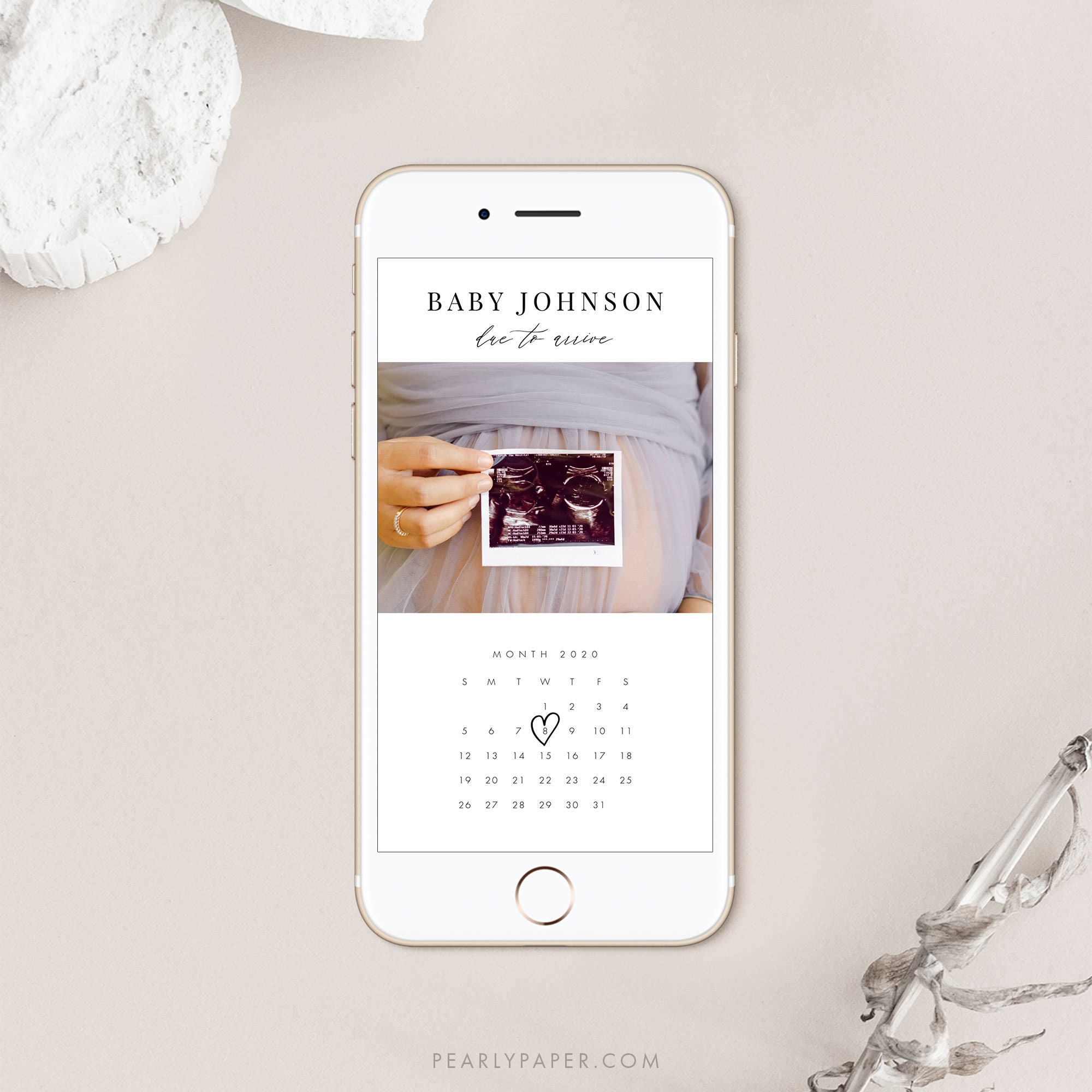 Electronic Pregnancy Announcement Calendar Evite Template | Etsy