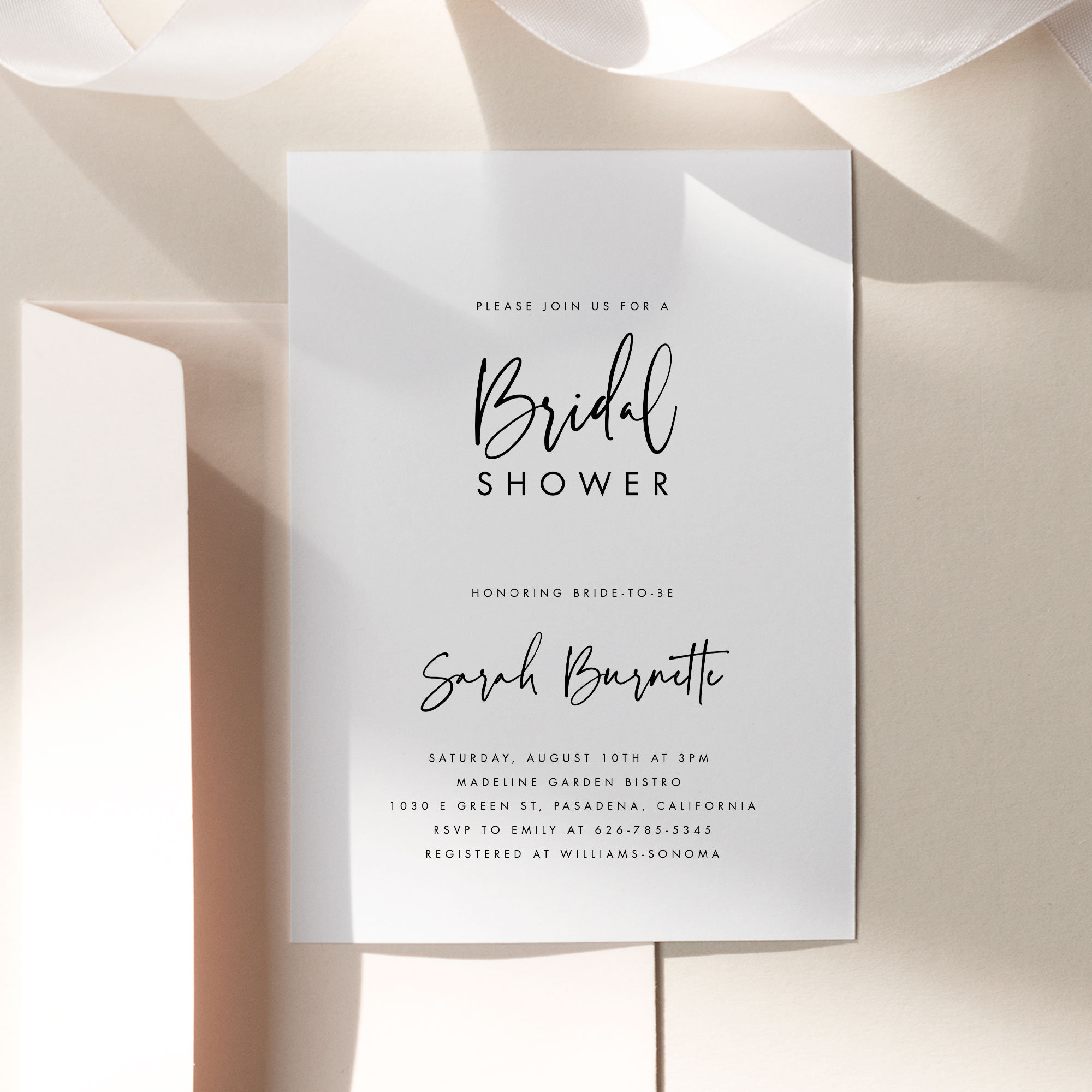 Bridal Shower Invitation Template Simple Bridal Shower Invite Editable ...