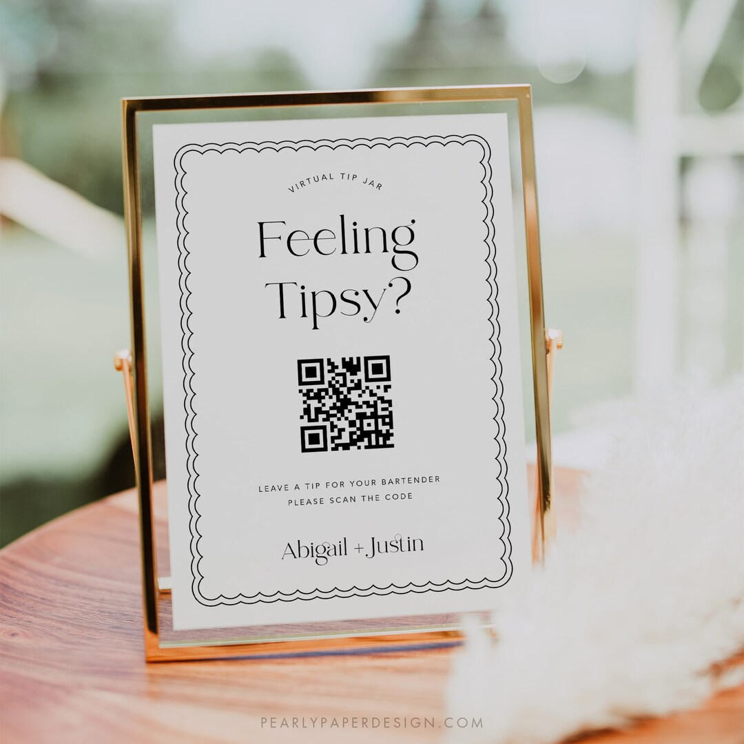 Tip Your Bartender Sign Template, Modern Scalloped Feeling Tipsy Sign ...