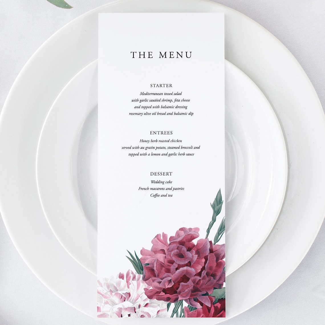 Printable Wedding Menu Flowers Wedding Menu Template Floral | Etsy