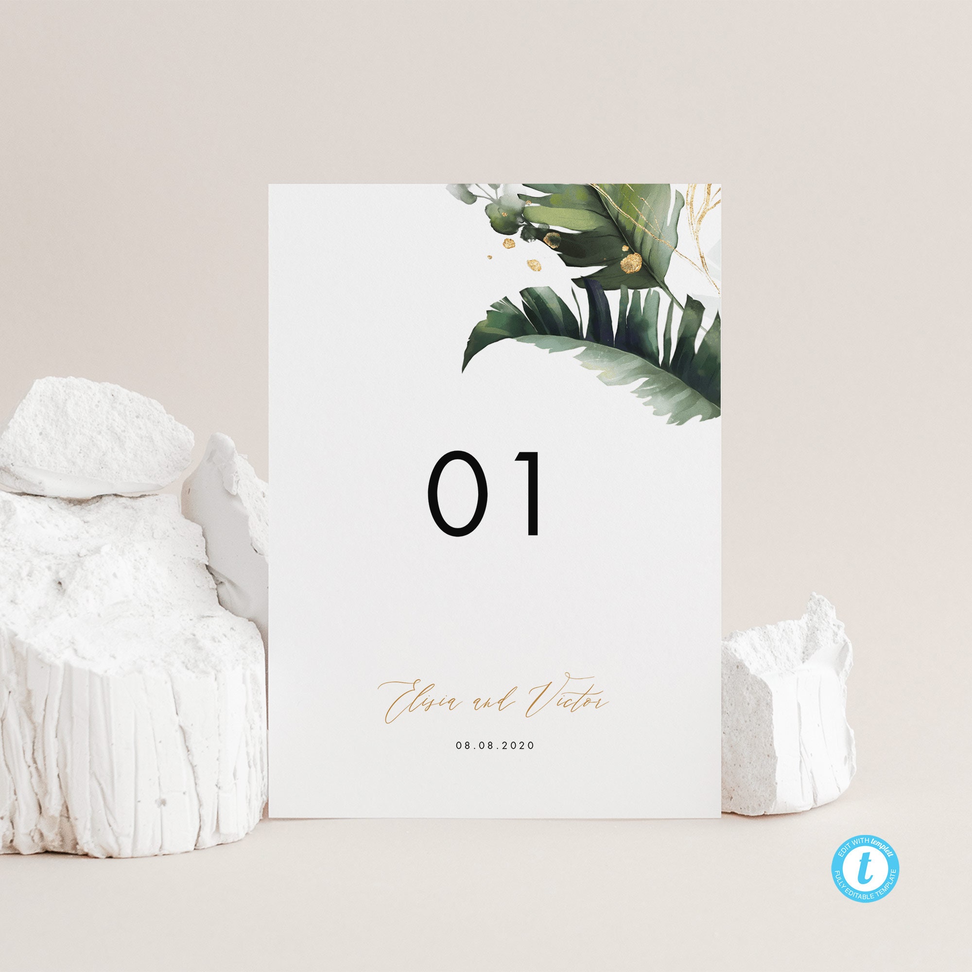 Tropical Table Numbers Template Download Templett Wedding - Etsy