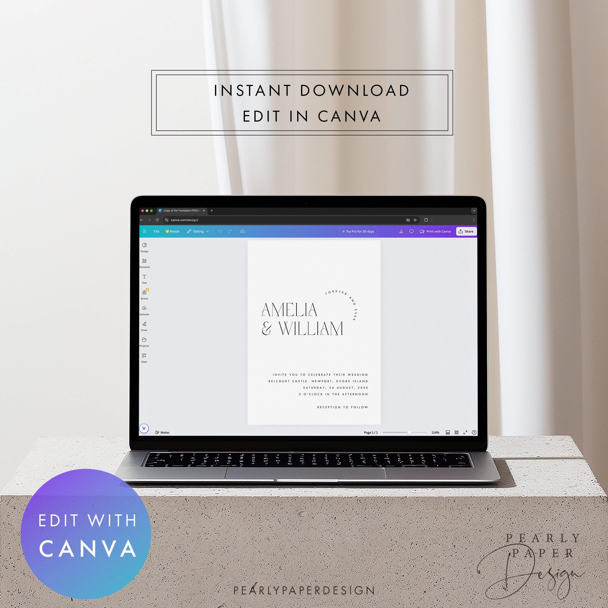 Envelope Address Template for Canva, A7 Wedding Envelope Addressing ...