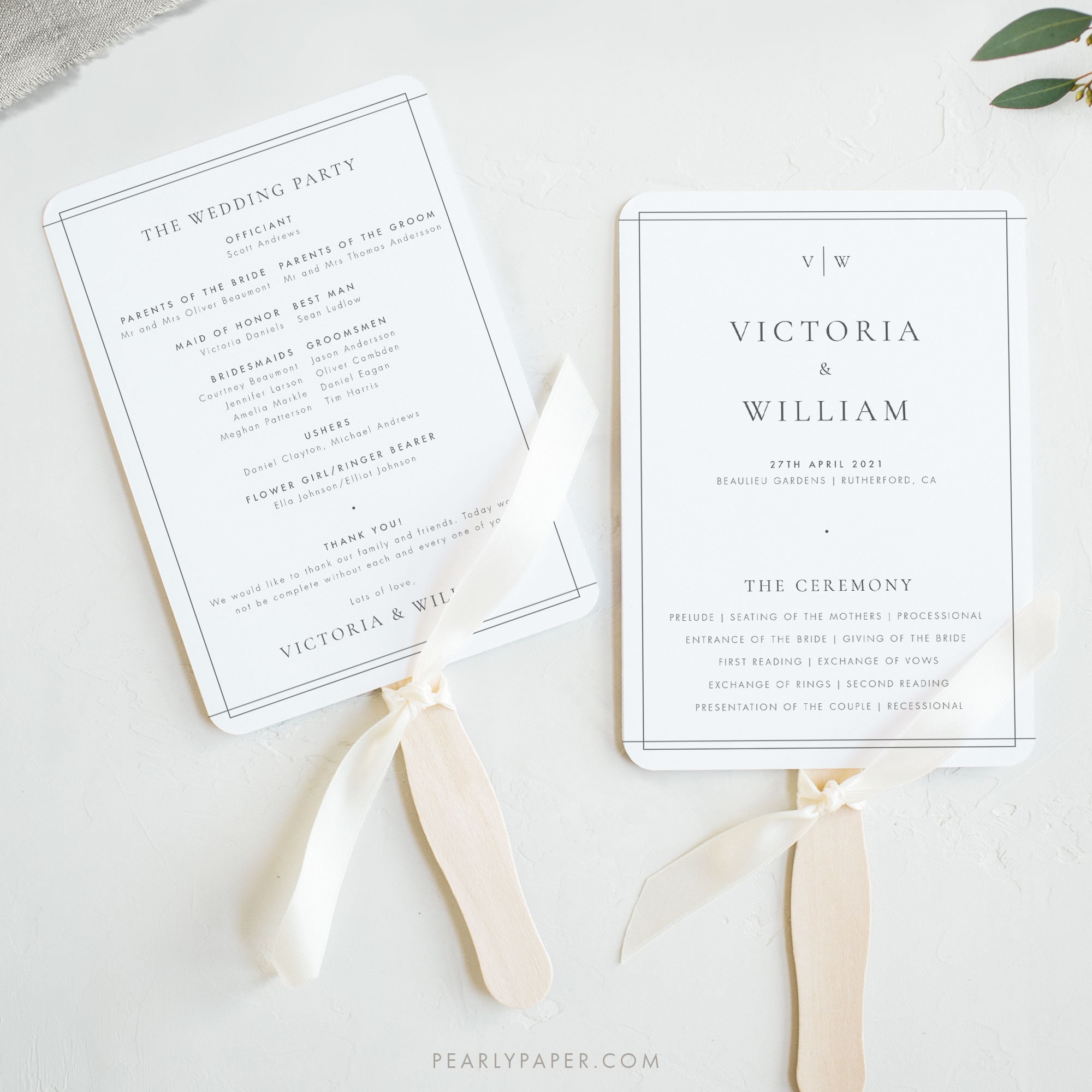 Printable Wedding Ceremony Program Fan Template Download | Etsy