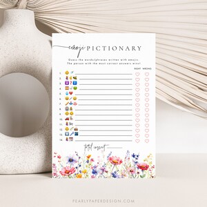 Emoji Pictionary Game Template, Wildflower Baby Shower Emoji Game ...