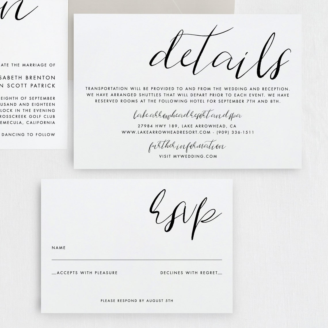Minimalist Wedding Invitation Set Printable Invitation Template ...