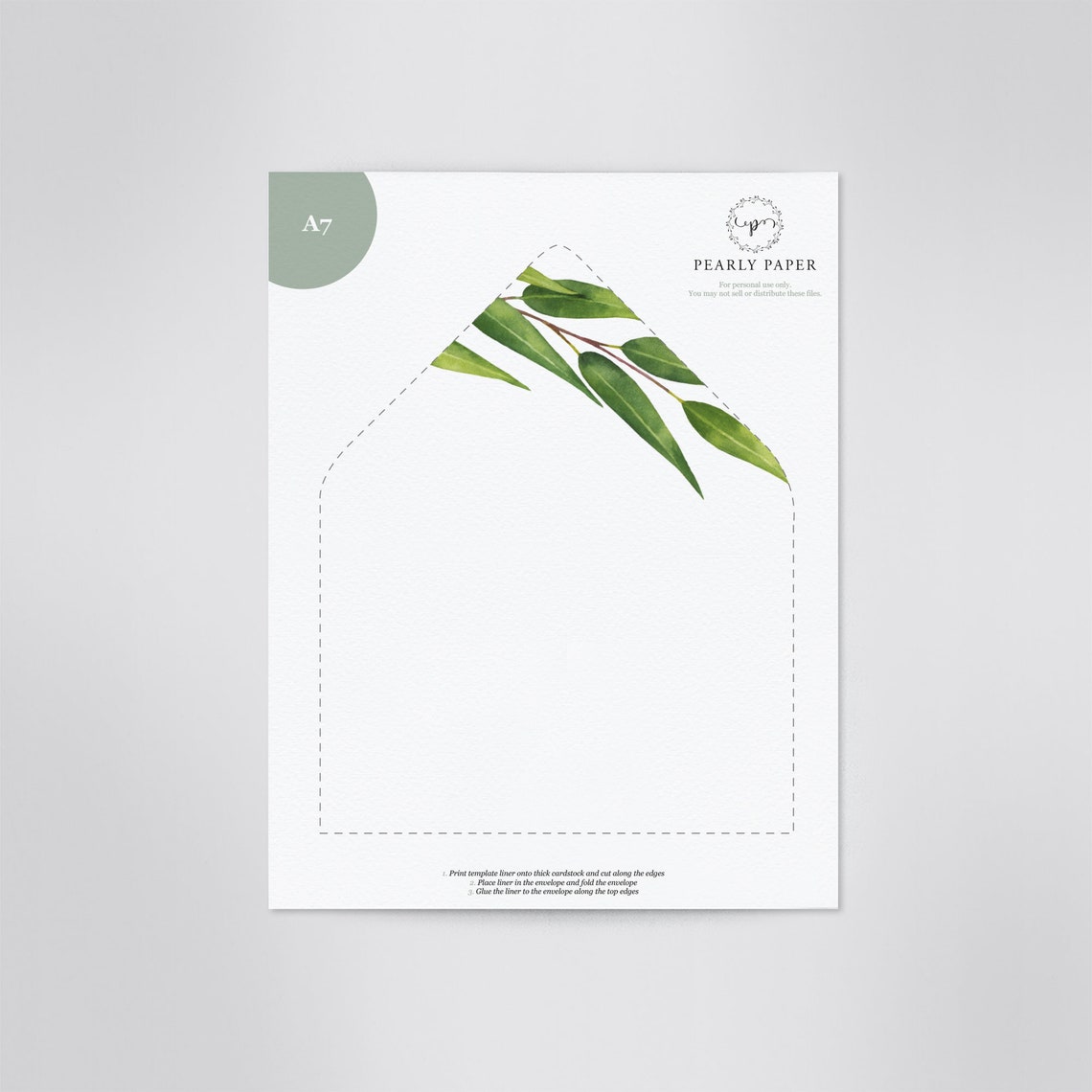 Greenery Envelope Liner Template Green leaves Envelope Liner | Etsy
