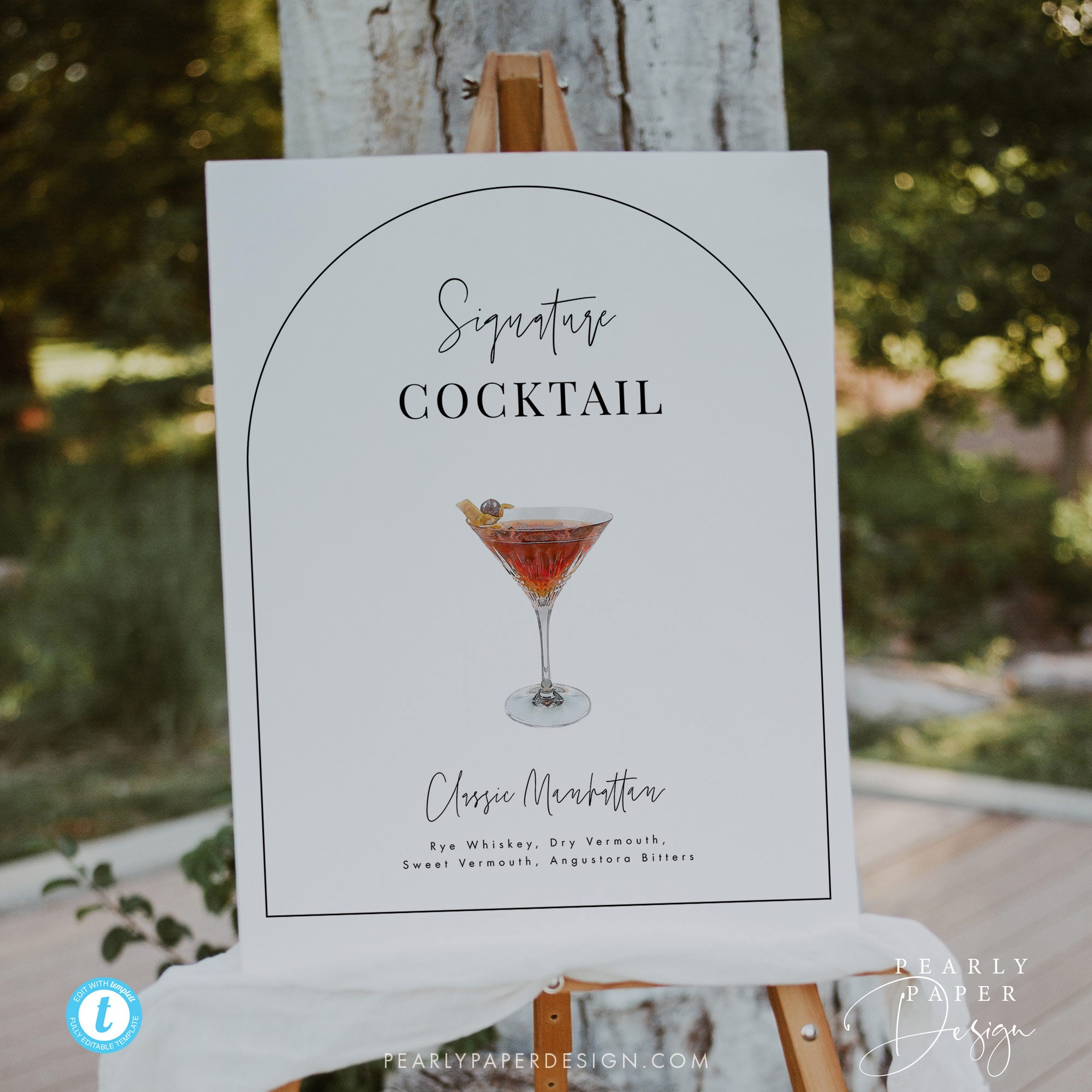Arch Signature Cocktail Menu Template Signature Cocktails Sign Download ...
