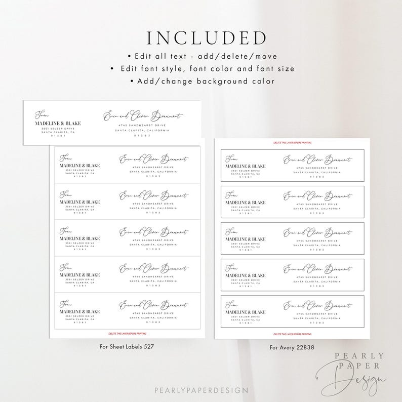 Wraparound Address Label Template, Printable Label Template for ...