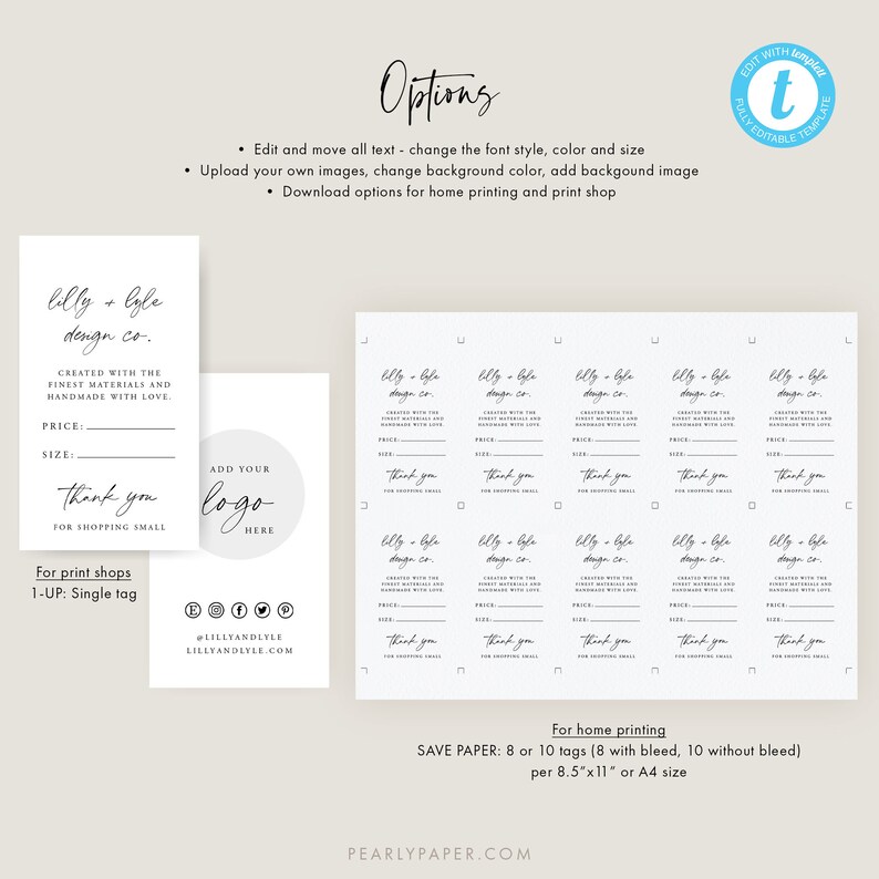 Small Business Price Tag Template Minimalist Modern Hanging - Etsy