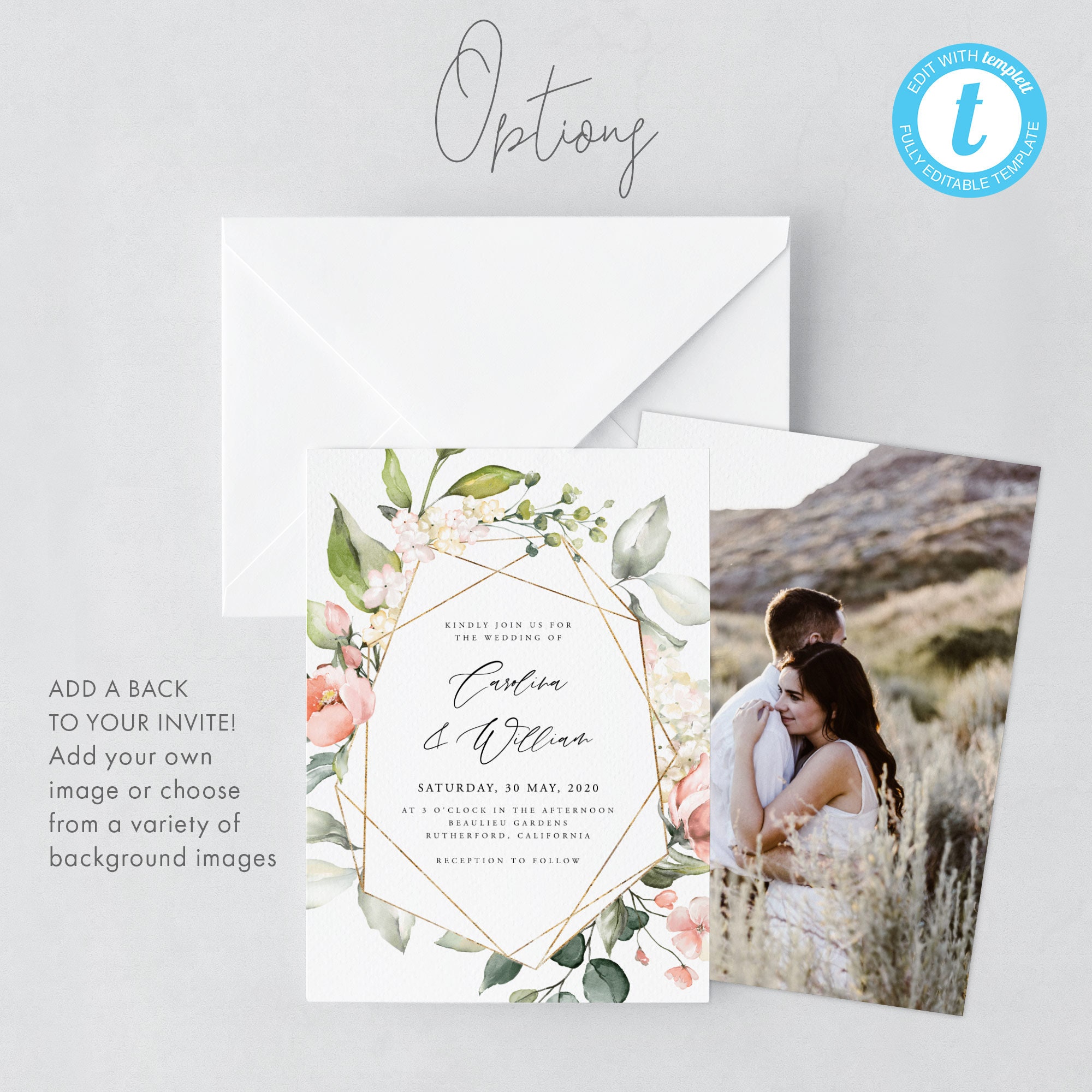 Geometric Wedding Invitation Template Download Wedding Invite - Etsy