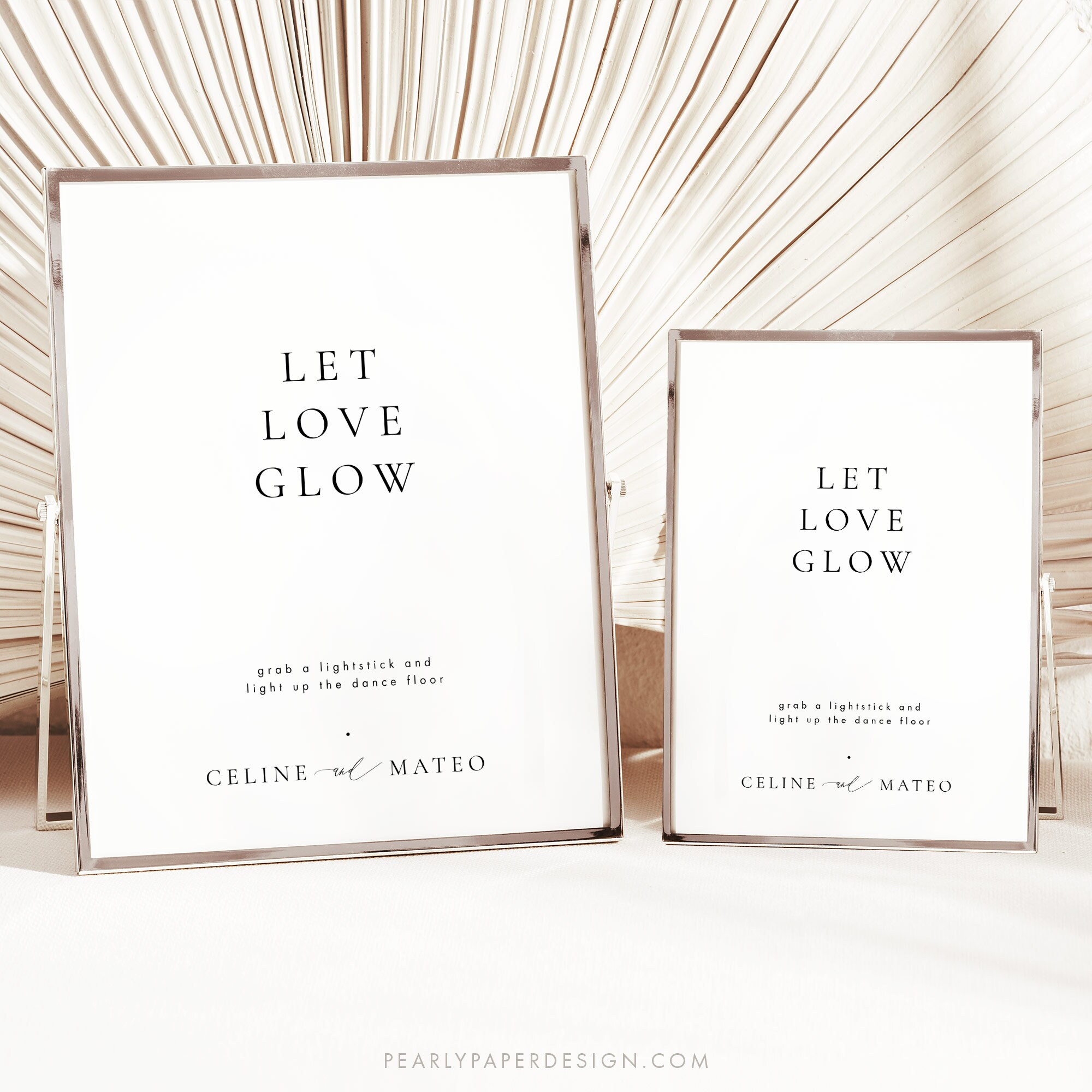 Glow Stick Sign Template, Let Love Glow Sign, Minimalist Wedding Glow ...