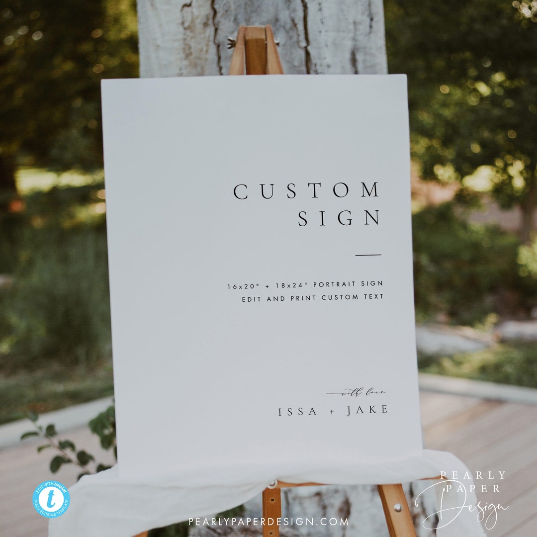 Printable Custom Sign Template Modern Wedding Sign Printable Editable ...