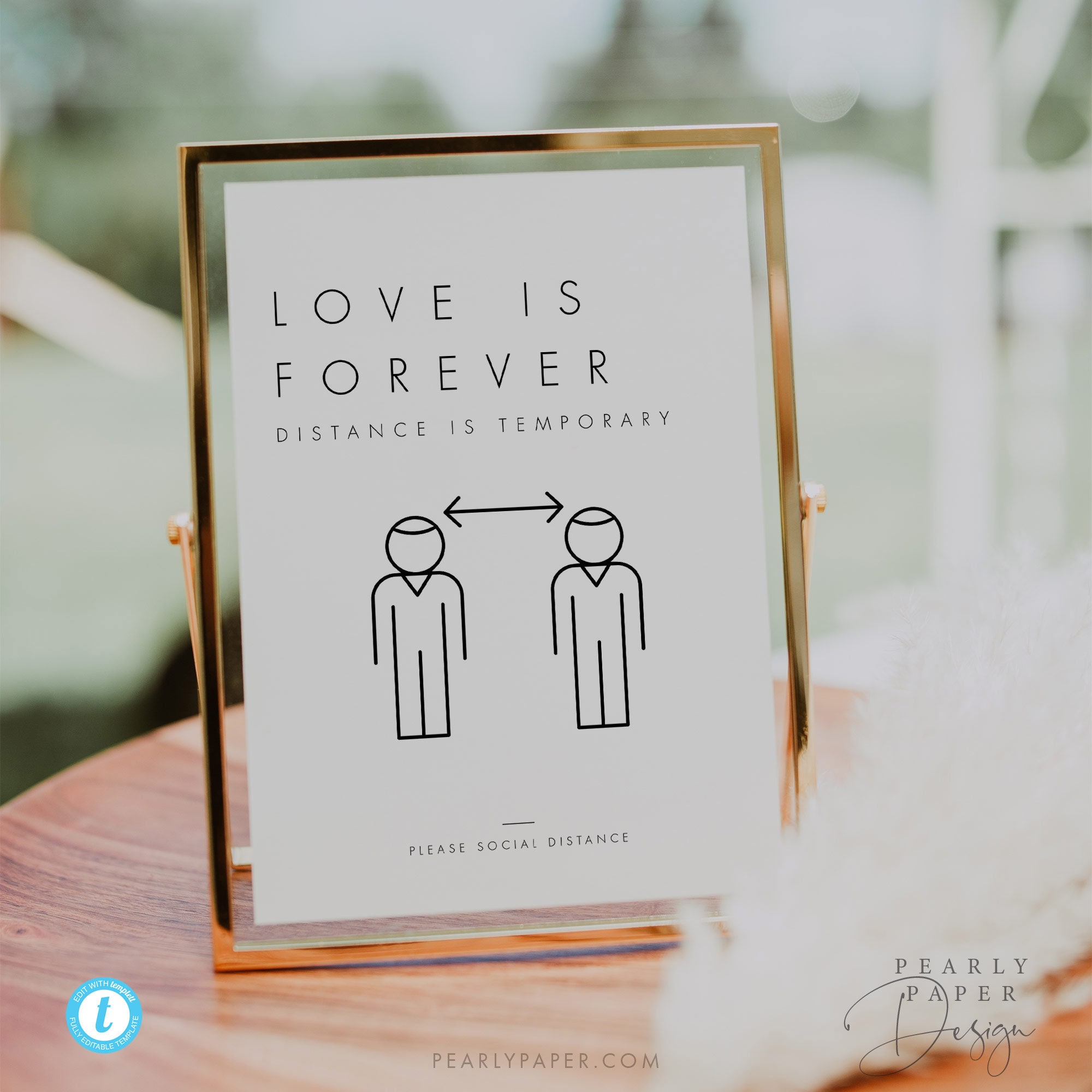 Printable Social Distance Sign Template, Social Distancing Wedding Sign ...