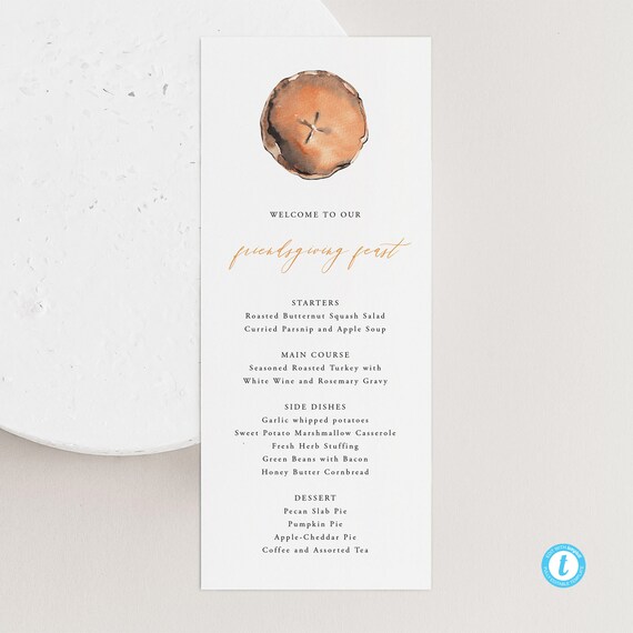 Friendsgiving Feast Menu Template Download Rustic Holiday Menu | Etsy