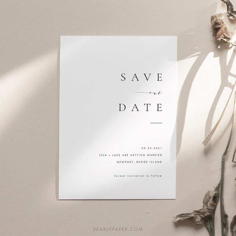 Elegant Save The Date Template Download Custom Modern Simple Etsy
