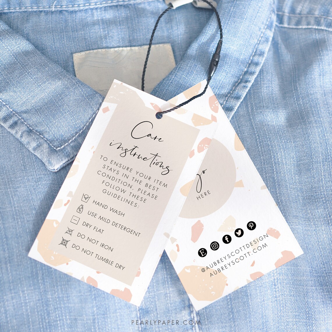 Small Business Washing Instructions Tag Template Hanging Tag | Etsy