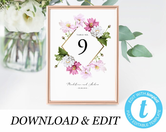 Retro Table Number Template, Retro Number Template, Table Number ...