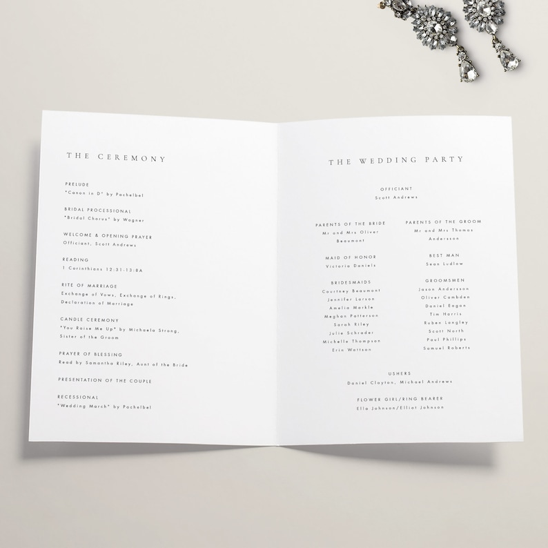 Wedding Program Booklet Template Elegant Wedding Ceremony - Etsy