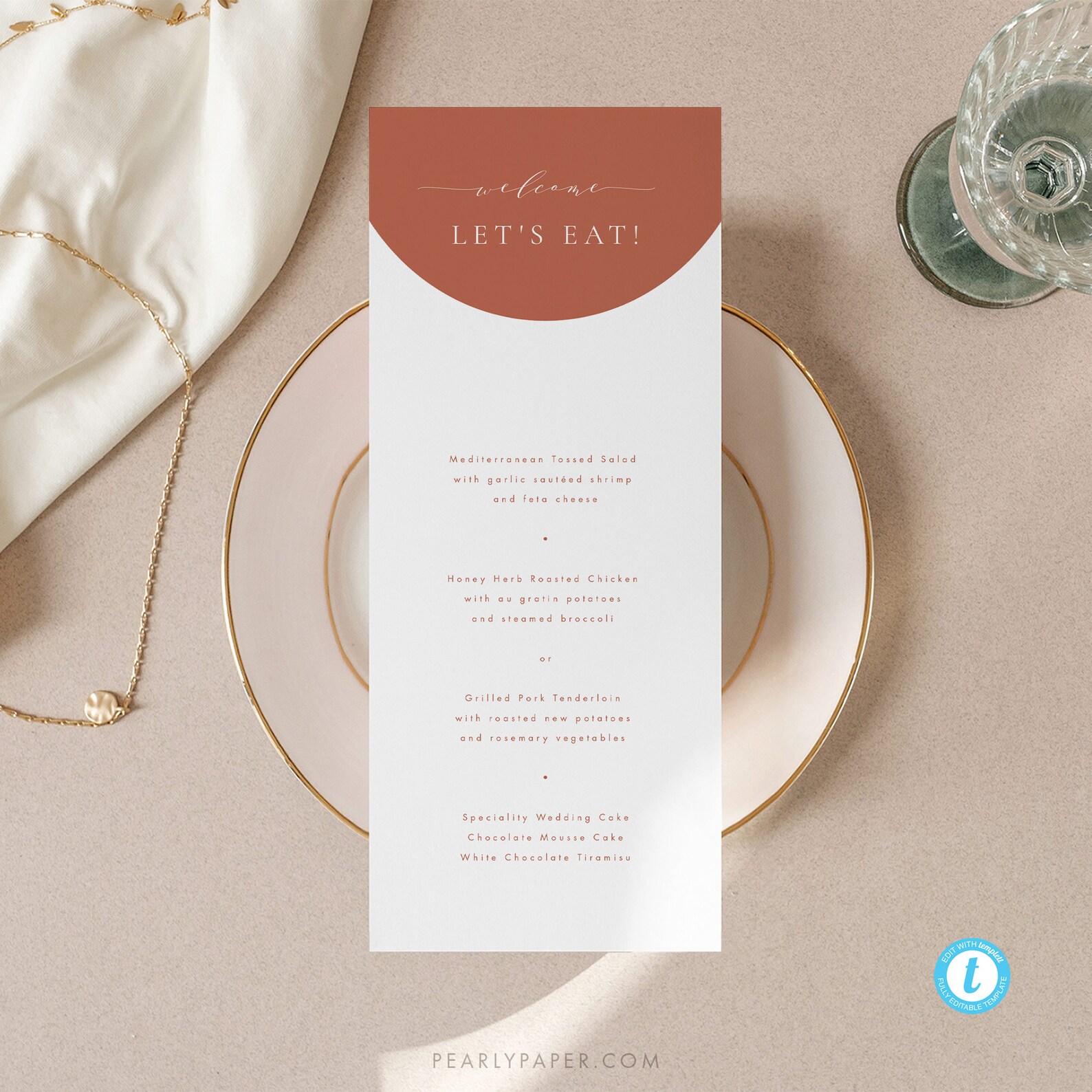 Terracotta Menu Template Download Printable Wedding Menu Burnt | Etsy
