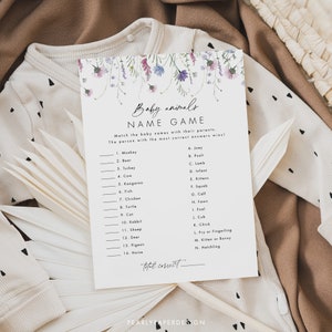 Wildflower Baby Animals Game Template, Printable Baby Shower Games ...