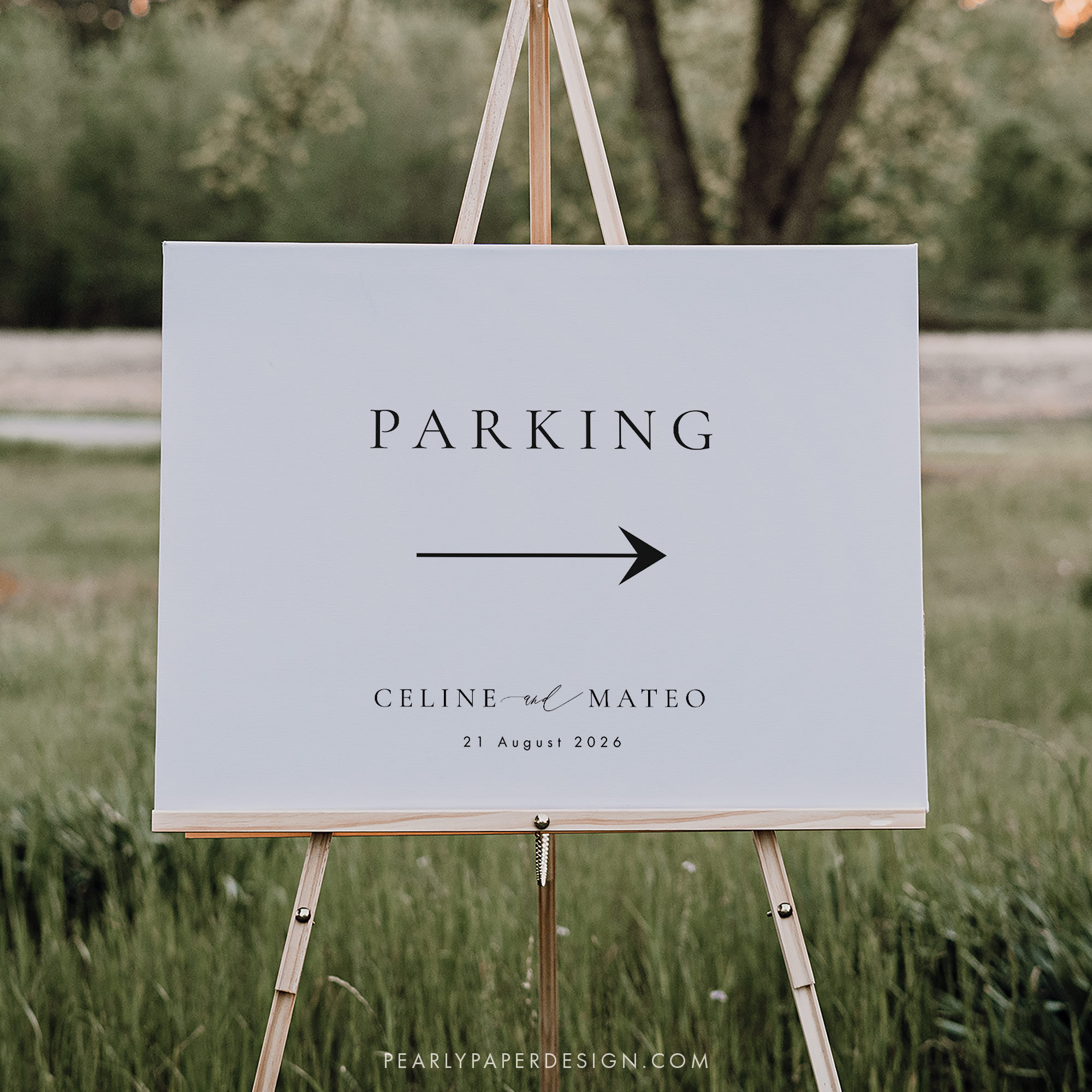 Wedding Parking Sign Template, Minimalist Welcome Parking Signs, Script ...