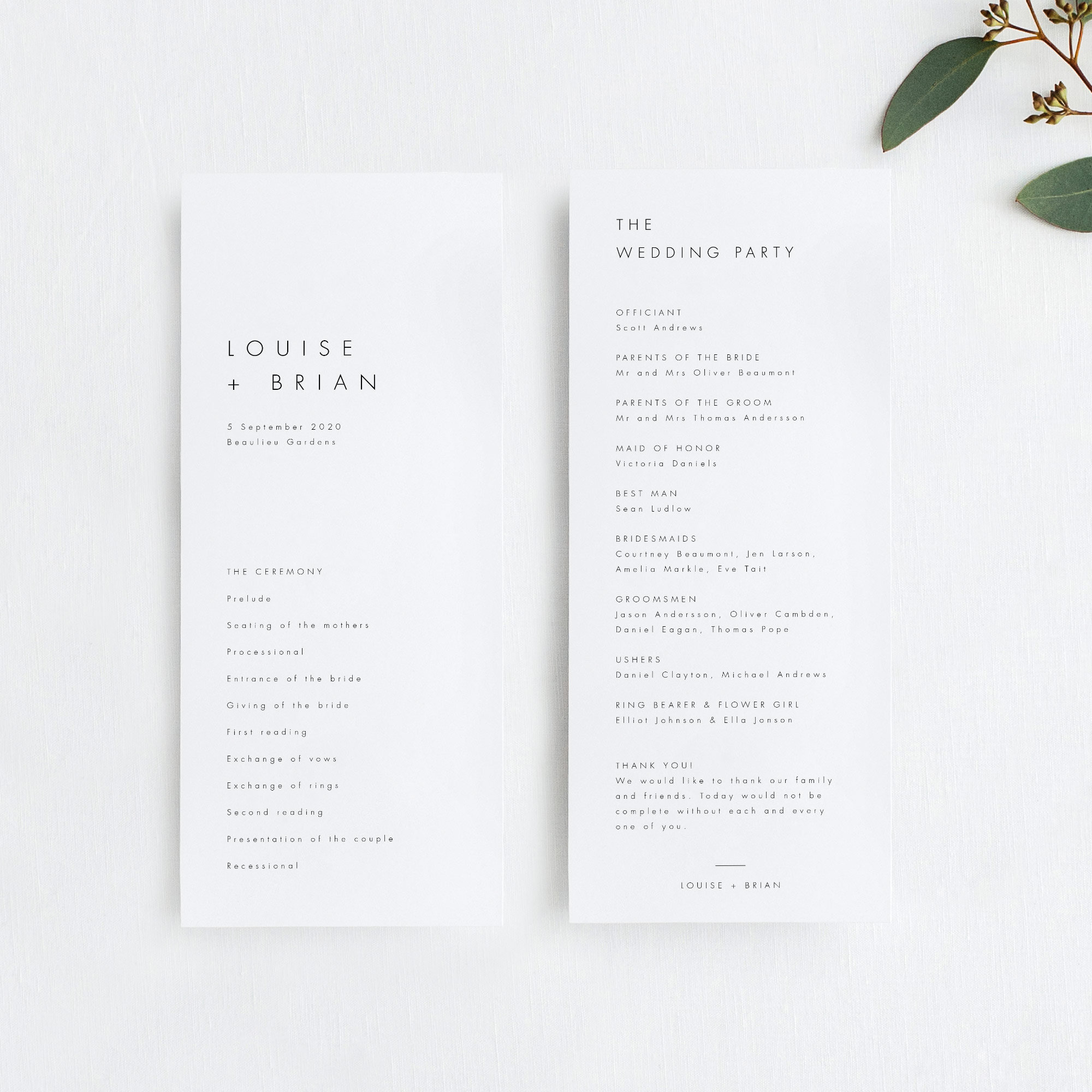 Minimalist Wedding Program Template Modern Ceremony Program - Etsy