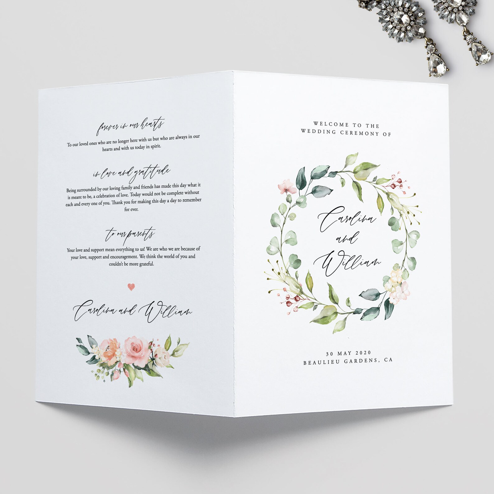 Wedding Ceremony Program Template Floral Program Catholic - Etsy
