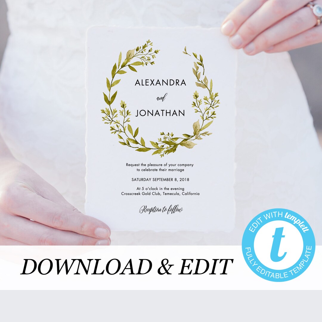 Rustic Wedding Invitation Template Woodland Printable Wedding ...