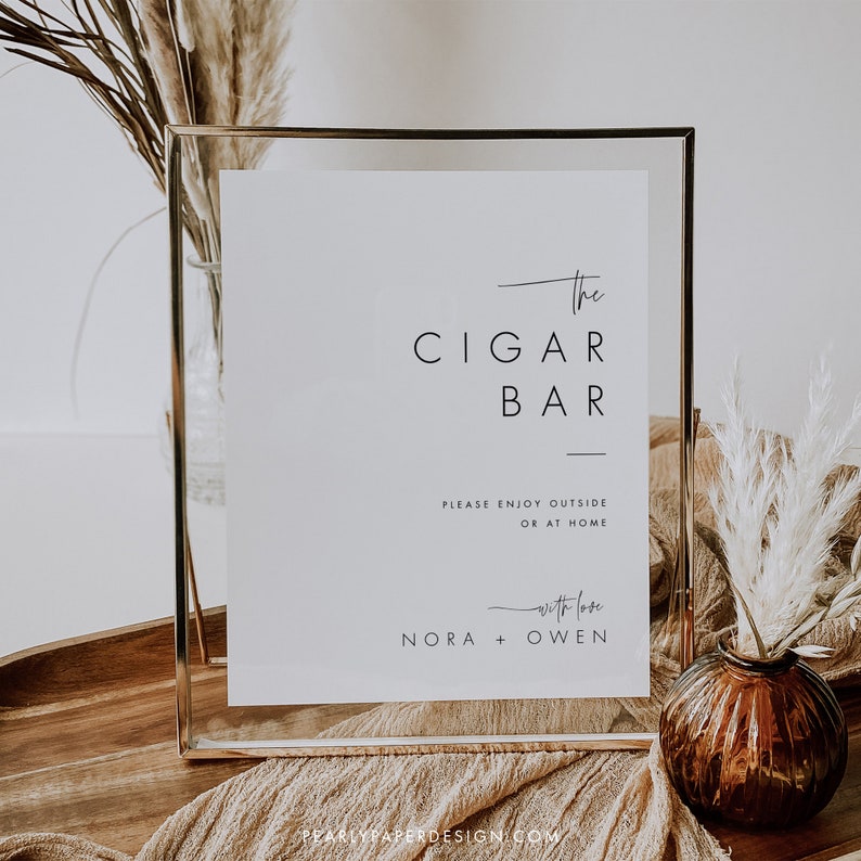 Cigar Bar Sign Template, Wedding Cigar Sign, Modern Minimalist Cigar ...