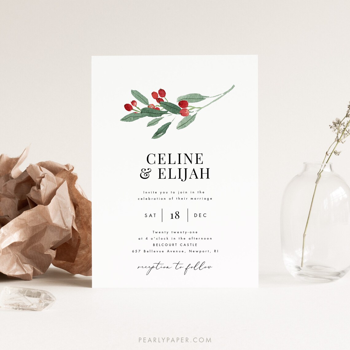 Christmas Wedding Invitation Template Download Printable - Etsy