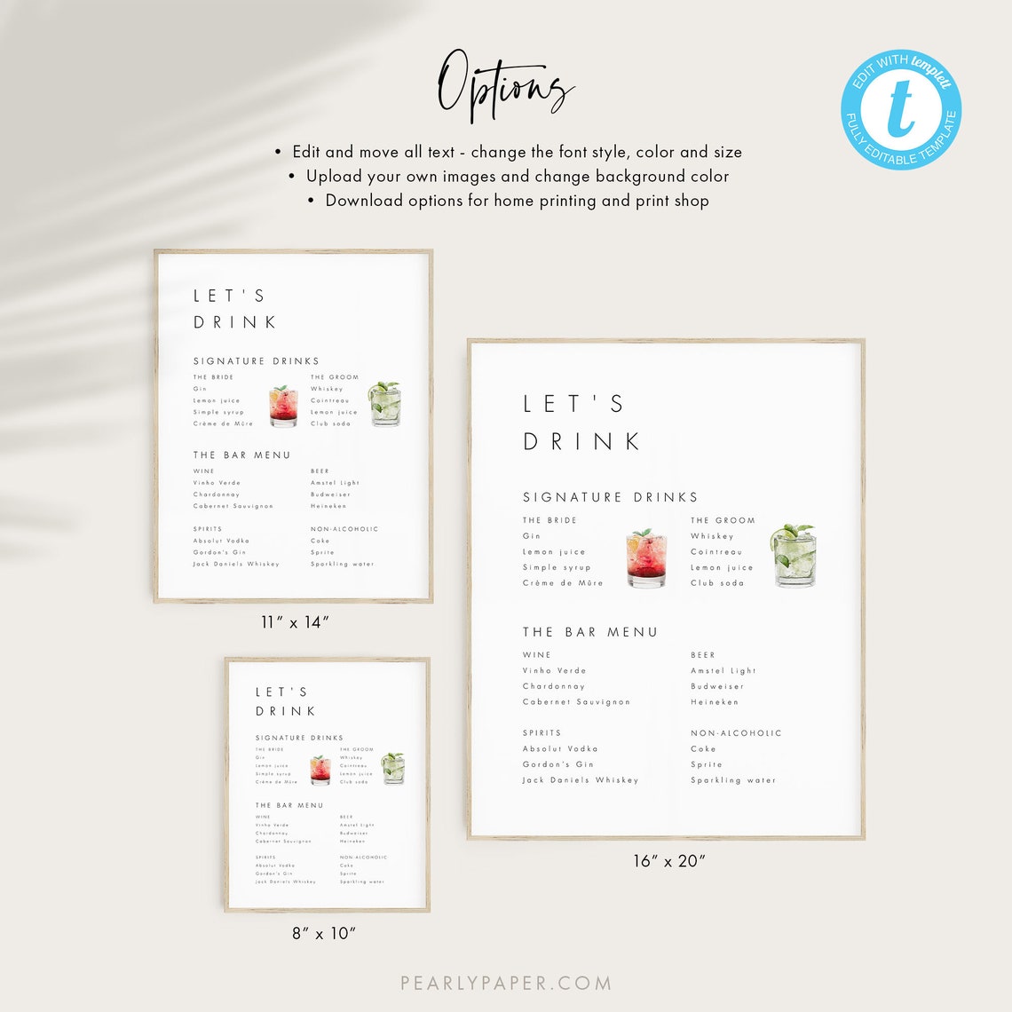 Printable Bar Menu Template Signature Cocktails Sign Download - Etsy