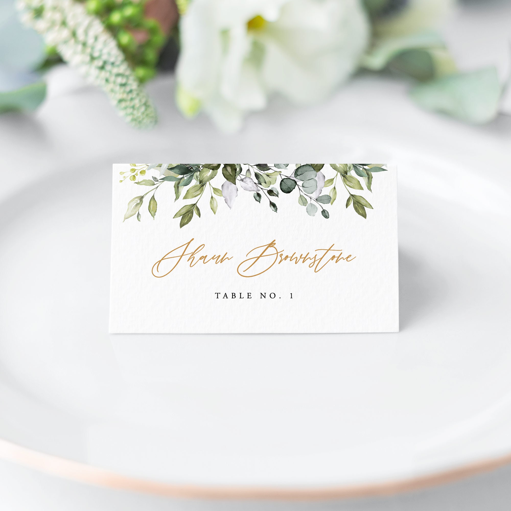 Greenery Wedding Place Card Template Download Escort Cards - Etsy