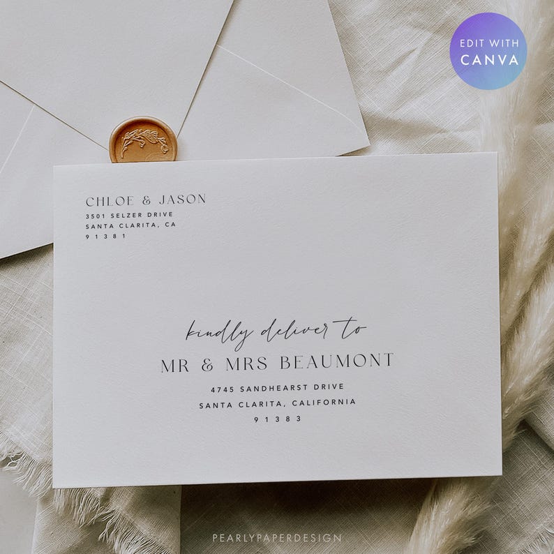 A7 Envelope Addressing Template for Canva, Wedding Envelope Address ...