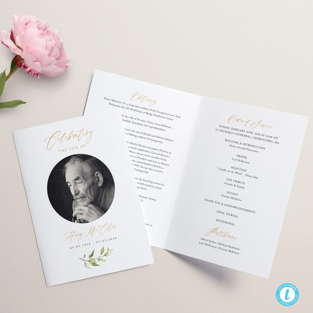 Funeral Program Template Download Rustic Foldable Funeral Template ...