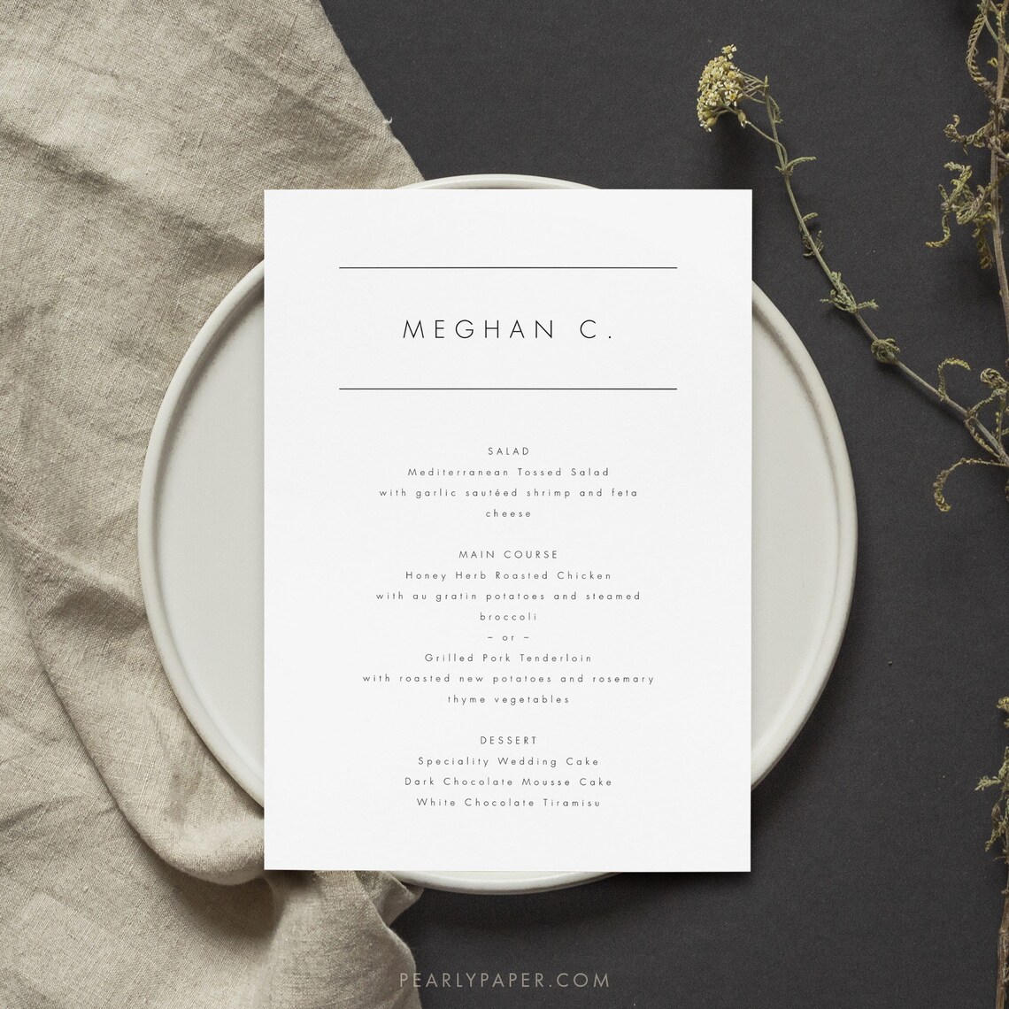 Personalized Wedding Menu Place Cards Template Templett - Etsy
