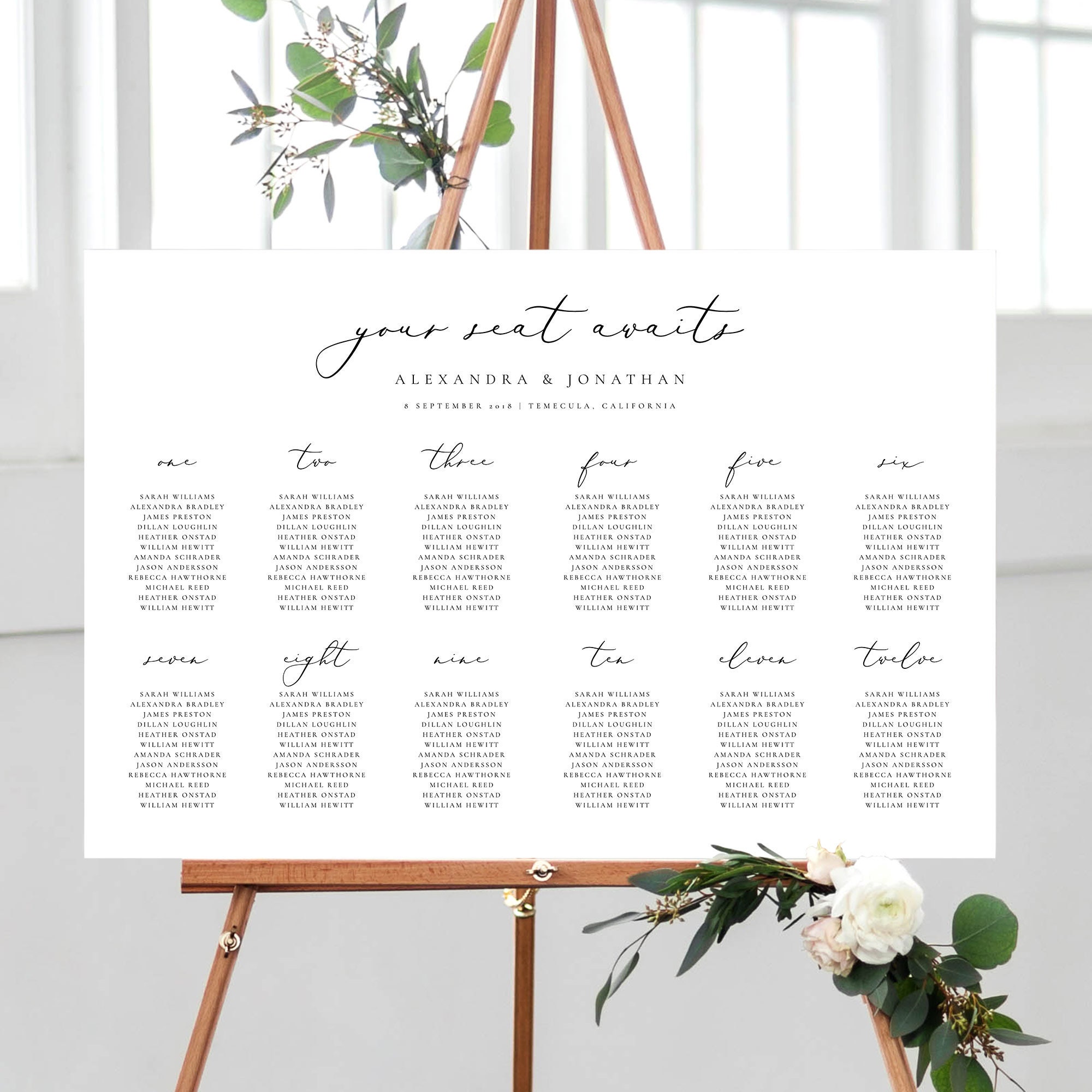 Modern Table Seating Chart Template Editable Seating Elegant | Etsy