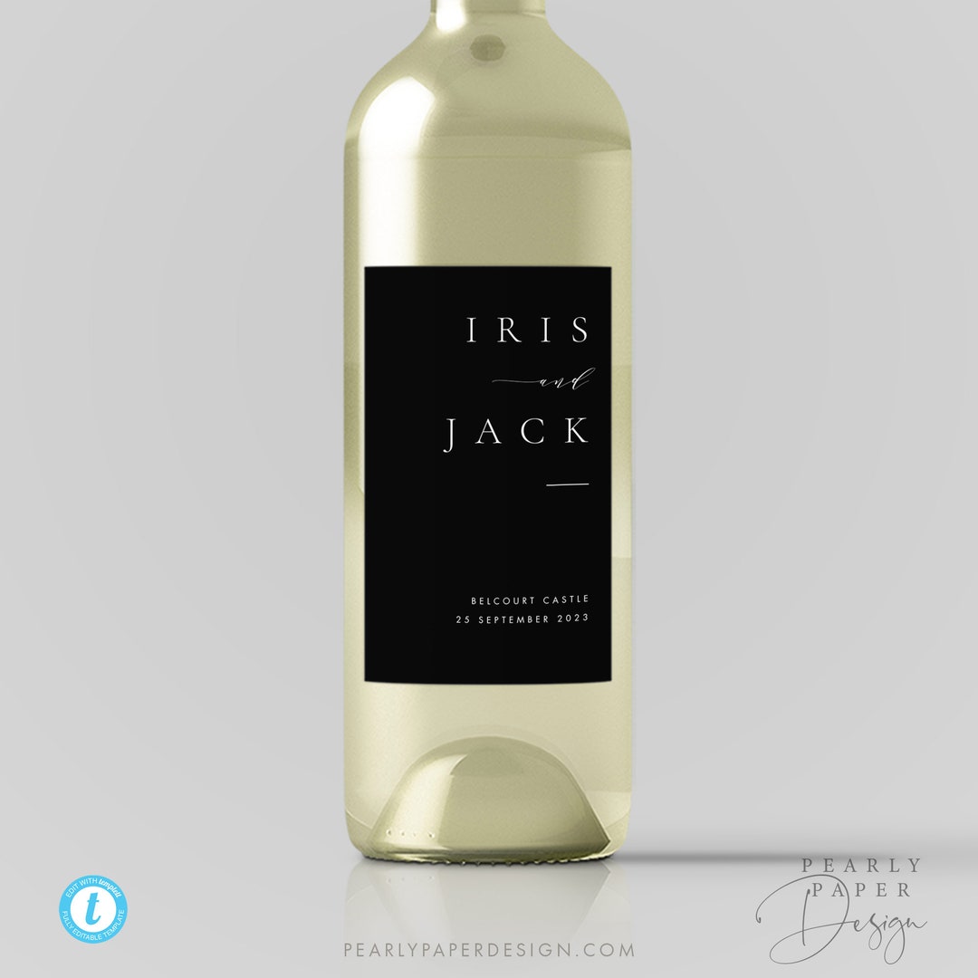 Printable Wine Bottle Label Template Black and White Minimalist Wine ...