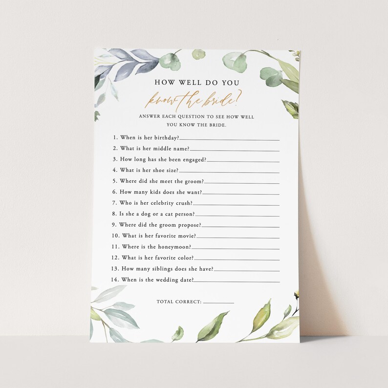 How Well Do You Know the Bride Game Bridal Shower Game - Etsy