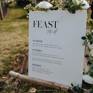 Dinner Menu Sign Template, Minimalist Buffet Menu Sign, Wedding Menu ...