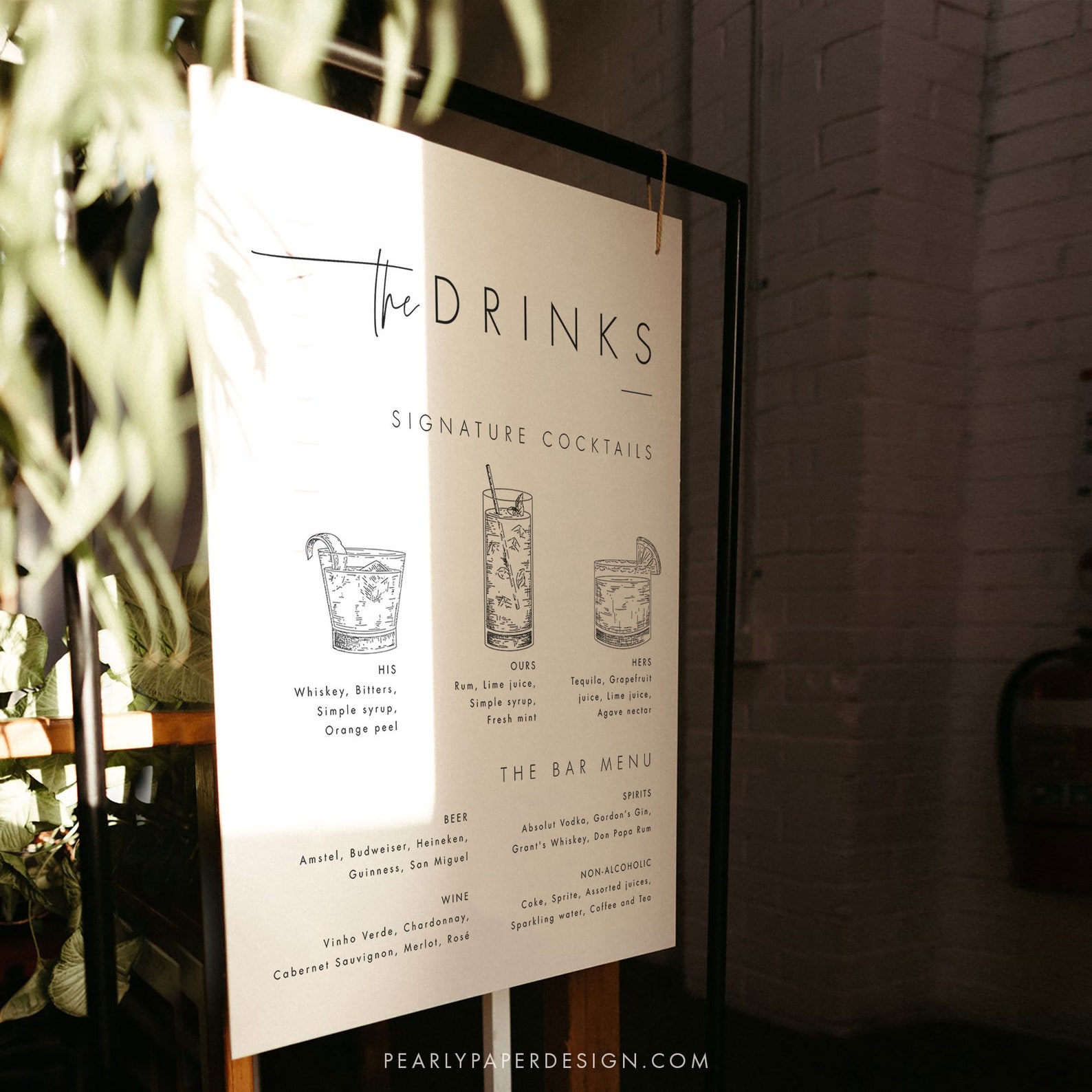 Bar Menu Template, Signature Cocktails Sign, Sketch Drink Menu Sign ...