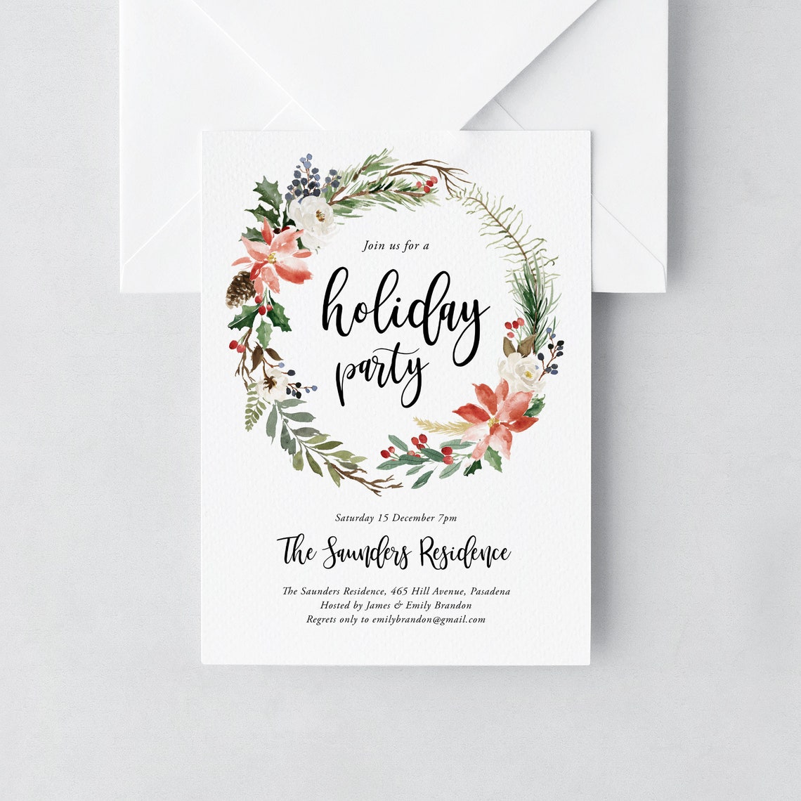 Holiday Party Invite Template Editable Invitation Printable Christmas ...