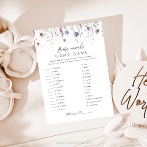 Wildflower Baby Animals Game Template, Printable Baby Shower Games ...