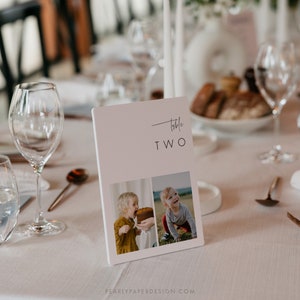 Photo Table Number Template, Baby Photo Table Card, Minimalist Table ...