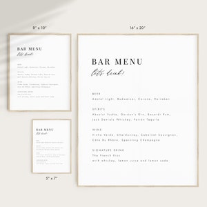 Minimalist Bar Menu Sign Template Templett Minimalist Bar Menu Sign ...