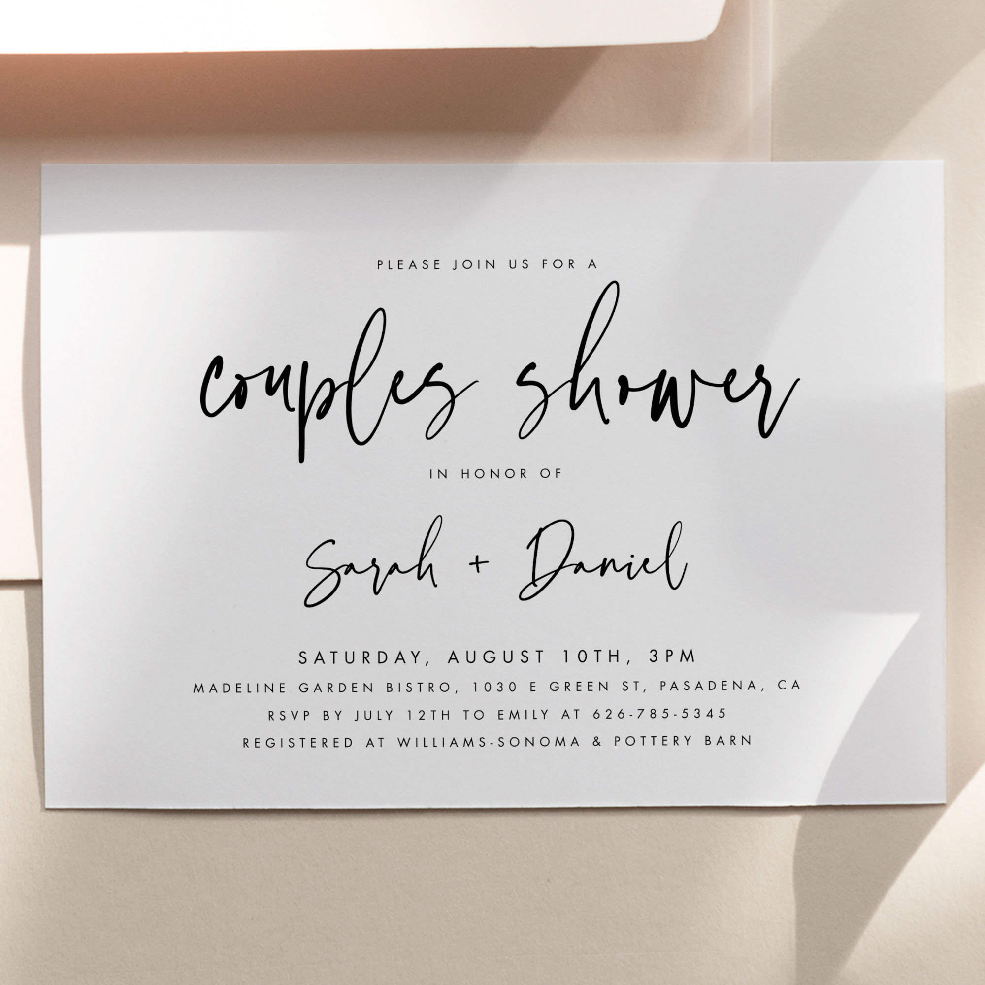 Couples Shower Invitation Template Modern Wedding Shower Invite Simple ...
