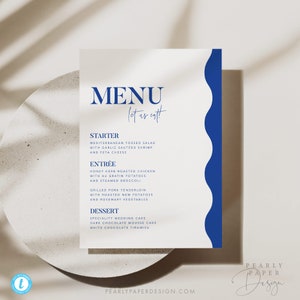 Retro Menu Template Download, Wave Blue Modern Wedding Menu Modern Menu ...