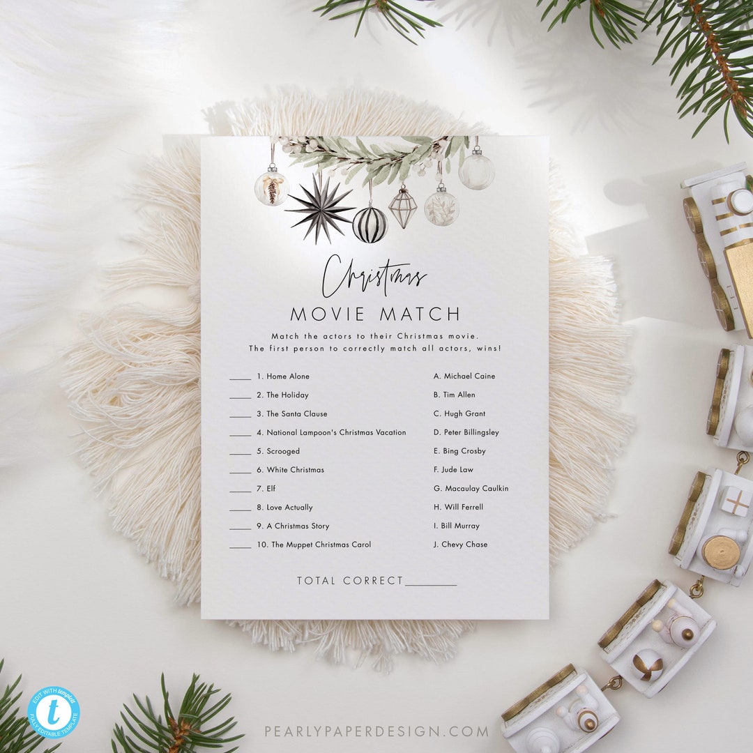 Christmas Movie Match Game Download, Holiday Movie Game Template ...