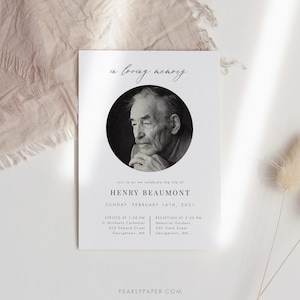 Funeral Announcement Template Minimalist Modern and Simple - Etsy